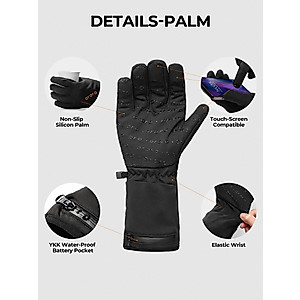 ORORO Heated Gloves Liner for Men and Women, Lightweight Heated Liner Gloves for Riding, Skiing and Arthritis Hands (Black, S)