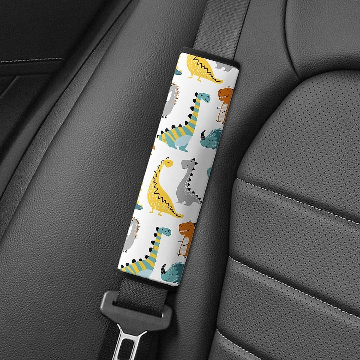 JooMeryer Baby Car Seat Neck Cover Toddler Kids Boys Cartoon Dinosaur Print Seat Belt Cover Shoulder Protectors Cushion Car Accessories,Cute Cartoon Dinosaur,OneSize