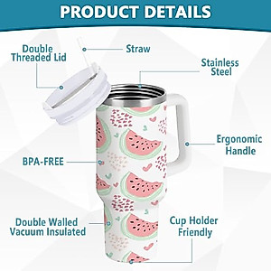 RPLIFE Colorful Watermelon Slices Stainless Steel Coffee Cup, Insulated Tumbler with Straw, Tumbler for Men