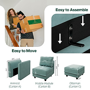 LLappuil Oversized Modular Sofa 21 Seater Sectional Couch with Storage, Large Faux Leather Fabric Waterproof U Shaped Sectional Couch for Living Room, Aqua Blue