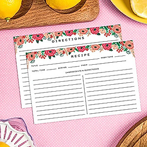 Sweetzer & Orange 4x6 Recipe Cards. Set of 50x Floral, Blank Recipe Cards 4x6 Inches Double Sided. Large Recipe Index Card Fits Standard 4x6 Recipe Box.