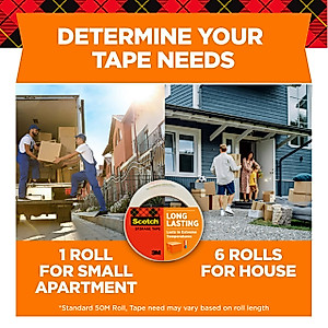Scotch Long Lasting Storage Packaging Tape, 1.88" x 38.2 yd, Designed for Storage and Packing, Stays Sealed in Weather Extremes, 3" Core, Clear, 3 Rolls (3650S-3)