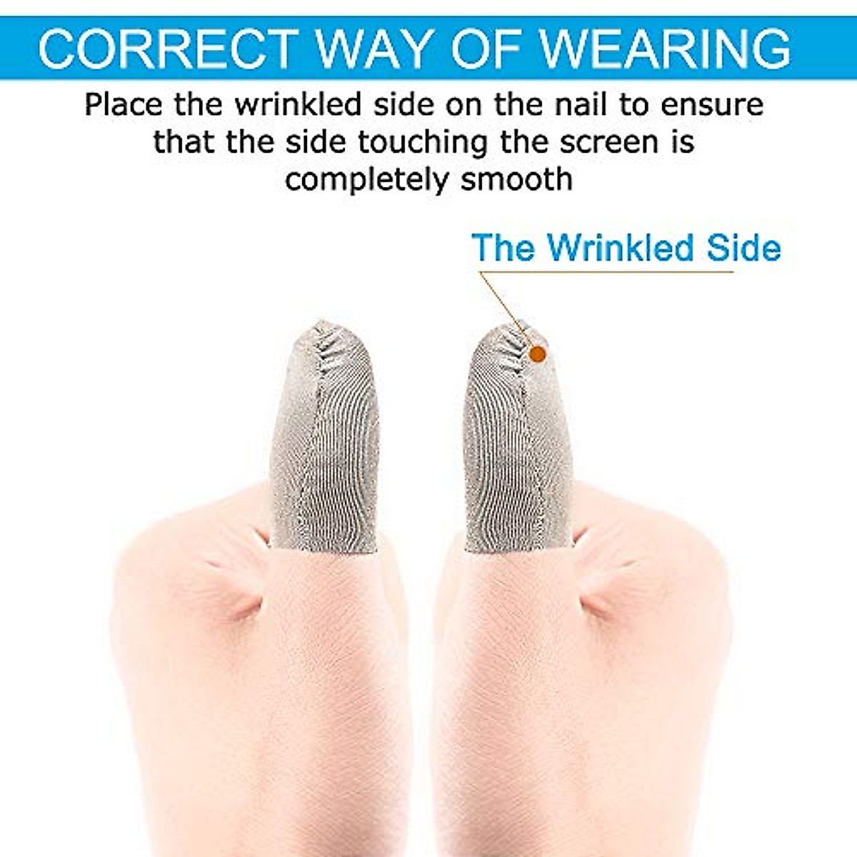 IUGGAN PUBG Mobile Game Finger Sleeve Sets [5 Pack] Sterling Silver Fiber, 0.01"(0.5mm) Ultra-Thin iPhone Smart Phone Finger for Call of Duty Mobile, Rules of Survival (Gray)