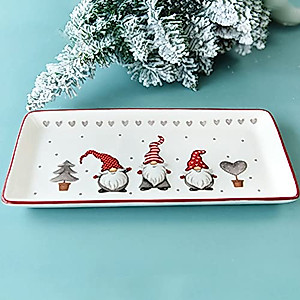 DOITOOL Ceramic Christmas Serving Platter Rectangular Christmas Gnome Serving Platter for Serving Food, Nordic Style Christmas Serving Dish Dinner Plate for Party Entertaining Appetizer