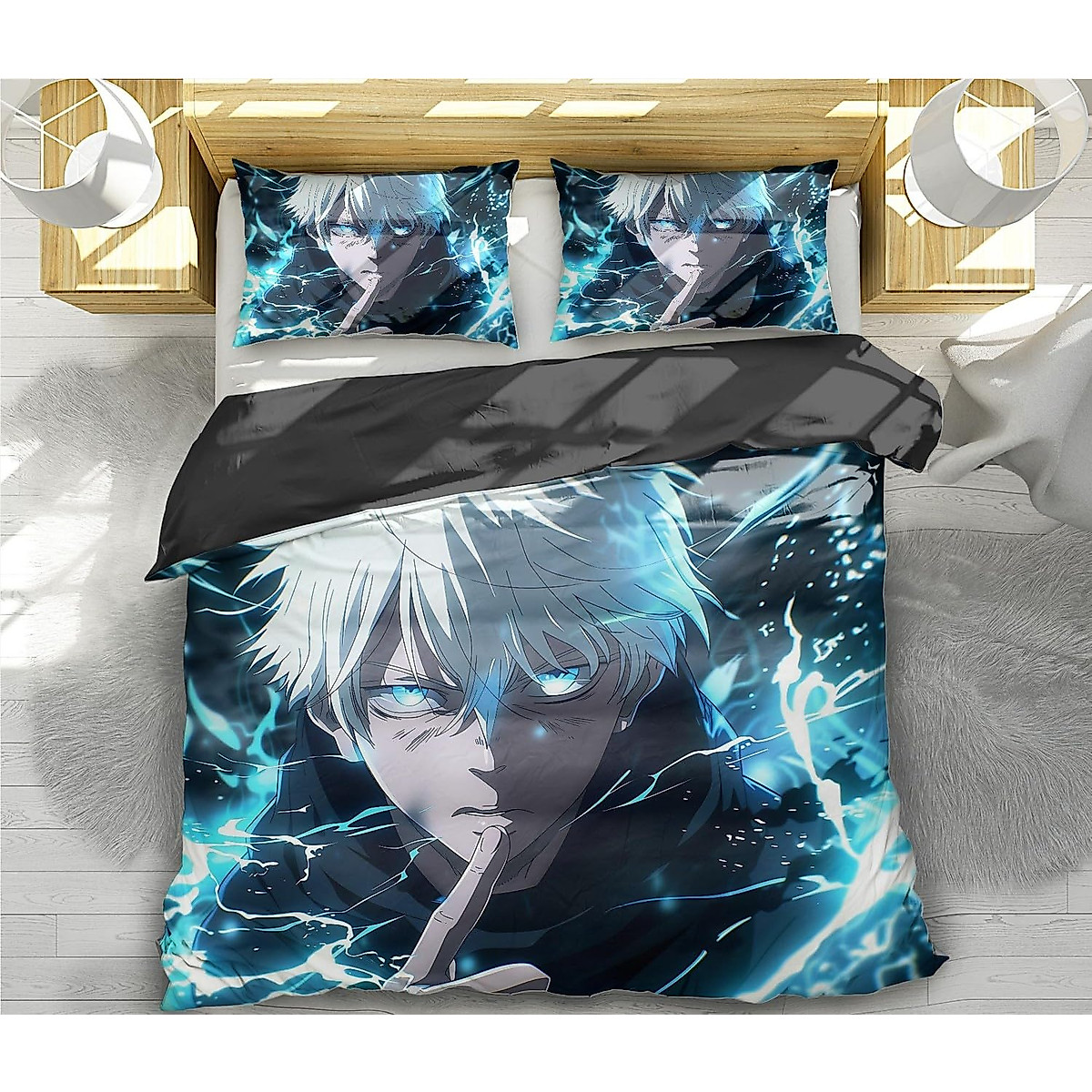 GSHLGAO Anime Duvet Cover Set, Japanese Anime Bedding Set, Anime Themed Bedroom Decoration Bed Set for Kids, Teens, Boys, and Girls, with 2 Pillowcases (image1,Twin 68x86in + 20x30in*2)