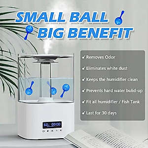 Humidifier Cleaner, Demineralization Cleaning Ball for Most Humidifier & Fish Tank, Purifies Water, Eliminates White Dust and Odor, Prevents Hard Water Build-Up(12 Pack)