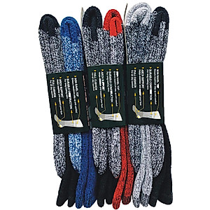 Diamond Star Merino Wool Socks 6 Pairs Thermal Socks Insulated for Cold Weather Winter Socks For Men & Women 10-13 (3 Black,1Red,1Grey,1Royal Blue)