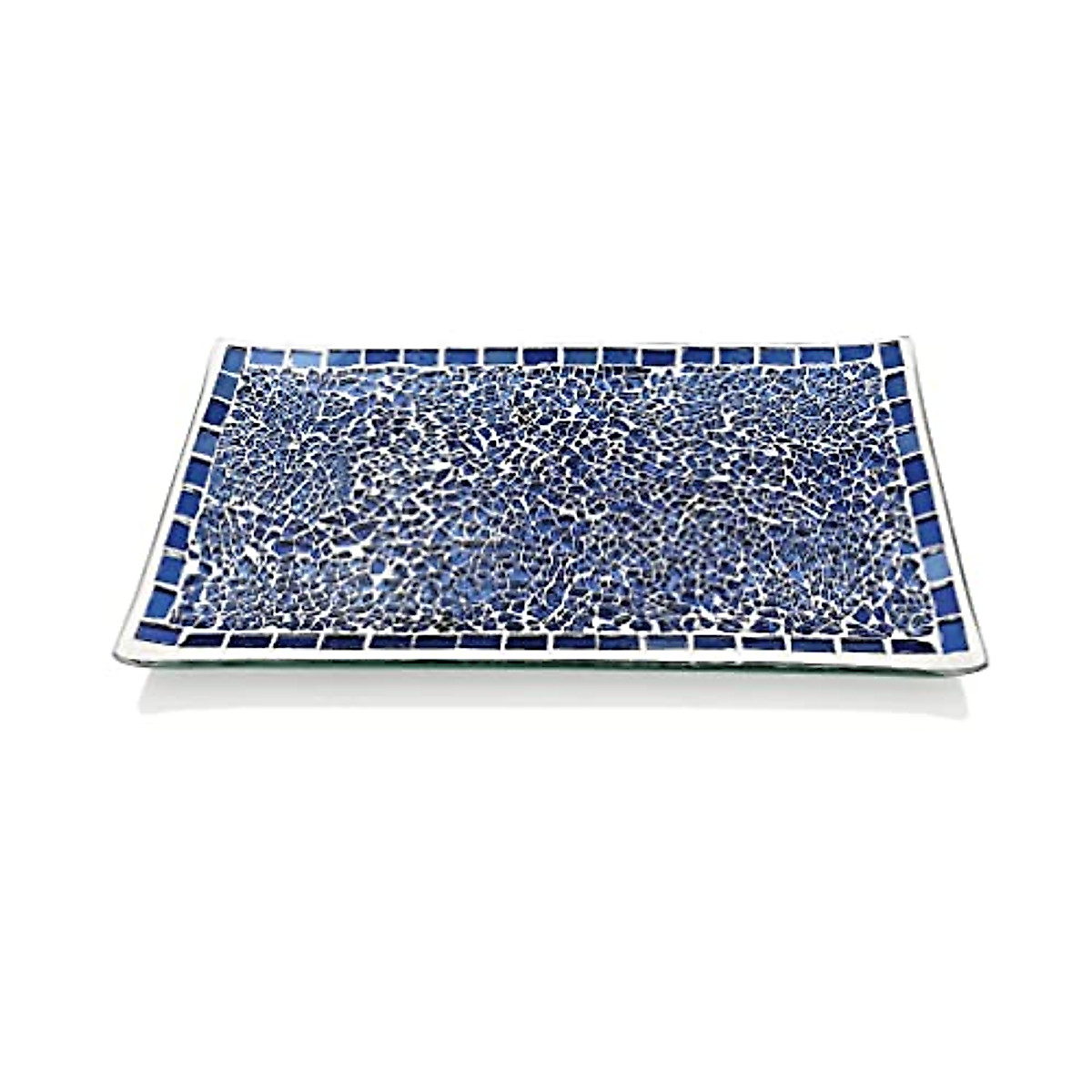 LushAccents Bathroom Accessories Set, 5-Piece Decorative Glass Bathroom Accessories Set, Soap Dispenser, Soap Tray, Vanity Tray, Jar, Toothbrush Holder, Elegant Midnight Blue Mosaic Glass