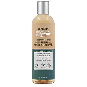 Dr. Miracle's Strong & Healthy Non Stripping Detox Shampoo. Contains Aloe Vera, Honey and Coconut Water to Combat Dryness, Shedding and Breakage to Support Healthy Hair and a Thriving Scalp. 12 oz.