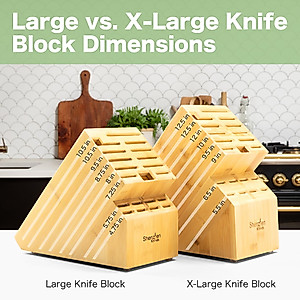 Shenzhen Knives 20 Slot Universal Knife Block: X-Large Bamboo Finish Wood Knife Block without Knives Countertop Butcher Block Knife Holder and Organizer with Wide Slots for Easy Kitchen Knife Storage