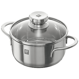 Zwilling Nova 1.5 L Stainless Steel Stew Pot with Glass Lid (Casserole) Suitable for All Stove Tops - 16 cm Diameter