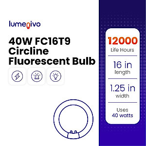 lumenivo FC16T9 40W Circline Fluorescent Bulb Replacement 16 Inches - T9 Bulb with 4-Pin Base (G10Q-4) – 6500K Daylight - 1 Pack