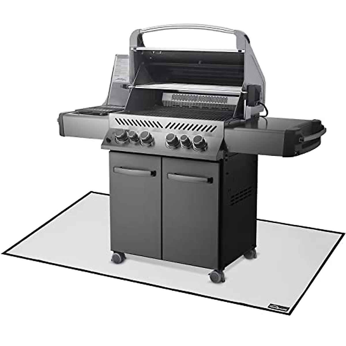 homenote Grill Mat for Outdoor Grill, Fiberglass Large 36 x 65 inches Deck Protector Under Grill Mats, Fireproof Floor Mat for Outdoor, Perfect for Charcoal Gas Grills,Griddles and Smokers, Silver