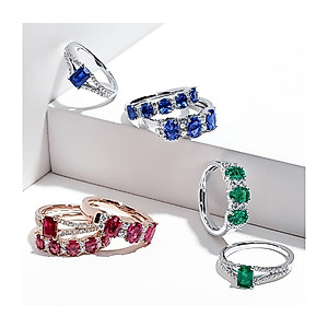 Jewelrygift 18K Rose Gold Plated Eternity Band Ring Natural Pink Sapphire Gtone Chakra Healing Birthstone Daliy Wear Party Wear Fine Jewelry for Women and Ring : 6