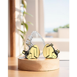 keephifi KZ ZSN Pro X Wired Ear Buds with Microphone,1BA+1DD Hybrid IEM Earphones Earbuds Punchy Bass,Comfortable Wearing, Detachable Cable for Audiophiles Musicians Singers Drummers(Gold,with Mic)