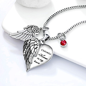 Forever in my heart with 12 Birthstones Cremation Jewelry Keepsake Memorial Urn Necklace (Customized Name)