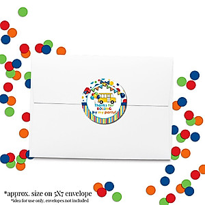 Wheels On The Bus Thank You Sticker Labels, 40 2" Party Circle Stickers by AmandaCreation, Great for Party Favors, Envelope Seals & Goodie Bags