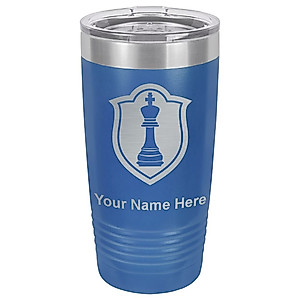 LaserGram 20oz Vacuum Insulated Tumbler Mug, Chess King, Personalized Engraving Included (Dark Blue)