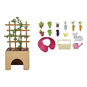 Barbie Doll & Gardening Playset with Brunette Doll, Bunny, Lattice with Plug-and-Play Produce & Garden Accessories