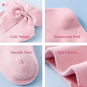 Marchare Baby Girls Knee High Socks Baby Girls Bow Stockings Cotton Uniform Stockings Dress Socks 3 Pack,White 0-3 months