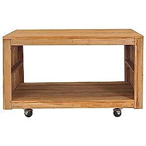 QJBSAVVA Coffee Table 31.5"x31.5"x15.7" Solid Teak Wood,Center Table Low Table Folding Table Entrance Table Suitable for Meeting Rooms, Reception Rooms, Offices