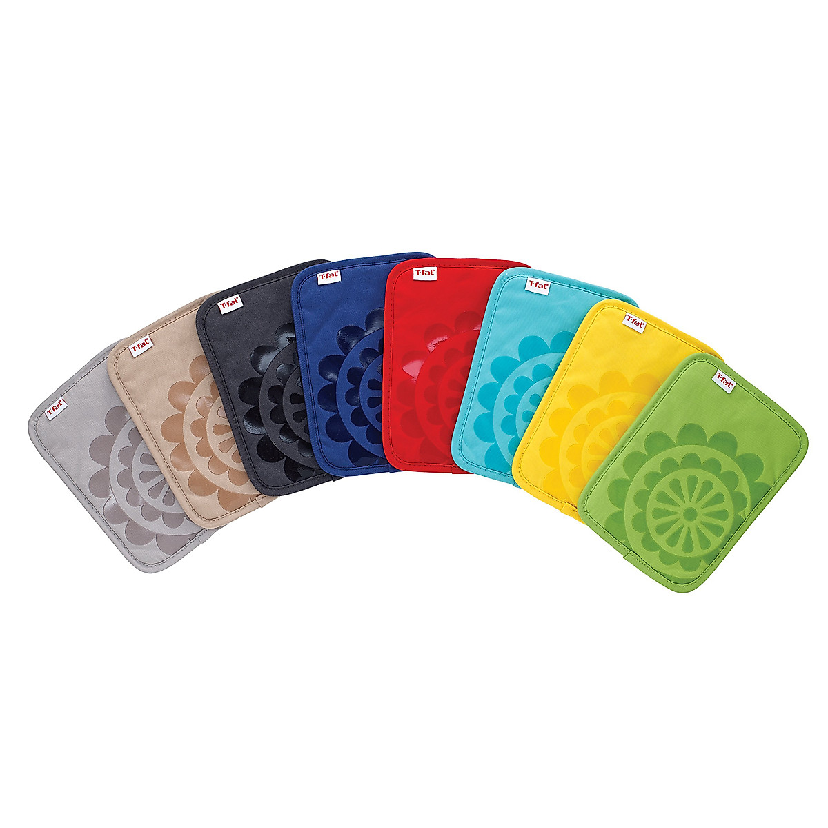 T-fal Textiles 30948 Medallion Design 100-Percent Cotton Silicone Pot Holder, Red, Individual