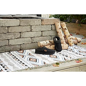 Dearfoams Men's Brendan Microfiber Suede Clog Slipper, Black (Whipstitch), Medium