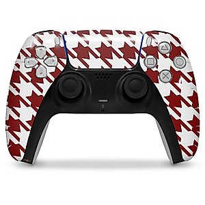 WraptorSkinz Skin Wrap compatible with Sony PS5 DualSense Controller Houndstooth Red Dark (CONTROLLER NOT INCLUDED)