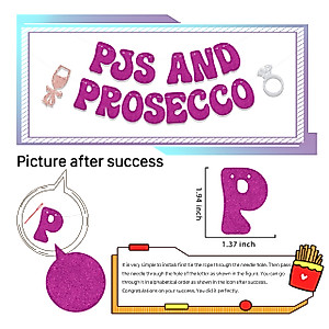 Pjs And Prosecco Banner,Bachelorette Party Decor,Bridal Shower Decoration With Diamond Ring,Prosecco Wedding Party Decorations Supply Rose Red