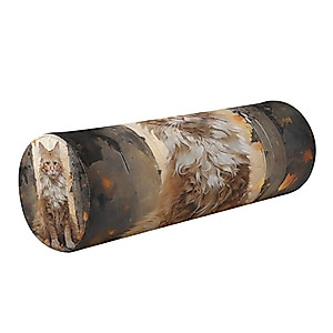 xigua Cat Neck Roll Pillow for Neck Relief with Removable Washable Cover - Memory Foam Round Cylinder Bolster, Ergonomically Designed for Head, Neck, Back, and Legs