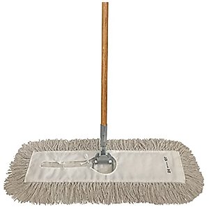 ProGrade Dry Mop Kit with Industrial-Quality Twisted Closed Loop Mop Head - Heavy-Duty Steel Frame, Wood Handle - White 48 Inch