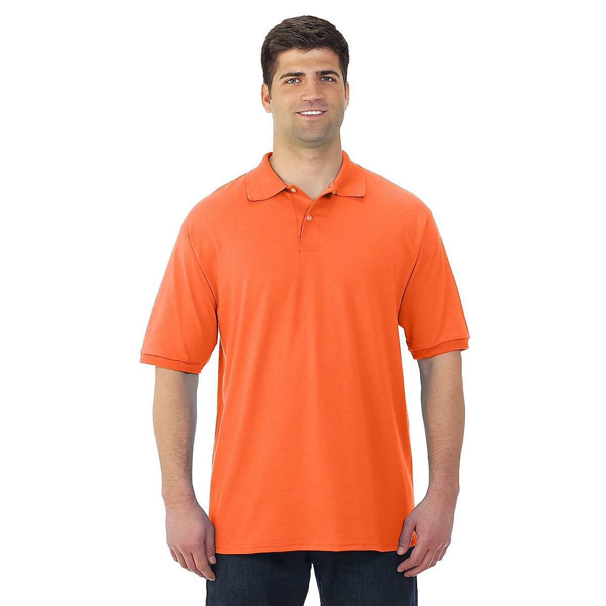 Jerzees Men's Spot Shield Short Sleeve Polo Sport Shirt, Safety Orange, 2X-Large