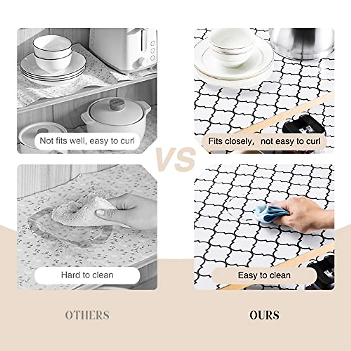 Glotoch Shelf Liner for Kitchen Cabinets Non Slip,17.5" x 30FT Drawer Liner Waterproof Cabinet Liner for Shelve,Premium Refrigerator Liners for Shelves,Cupboard,Dresser,Closet,Quatrefoil White