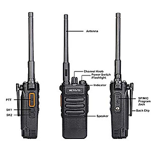 Retevis RT86 2 Way Radios Long Range,High Power 2600mAh Walkie Talkies Rechargeable,16CH Shatterproof Display Two Way Radios with Earpiece for Warehouse School(5 Pack)