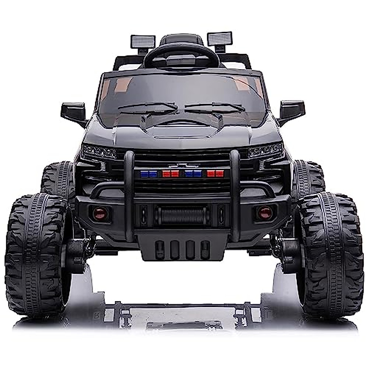 Dakott Chevy Silverado Z71 Trail Boss Monster Truck Four Powerful Motors 12V 4x4 Big Wheels Ride On Monster Truck for Kids.,Black
