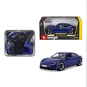 Bburago Porsche Taycan Turbo S in Blue in 1/24 Scale (18-21098B)