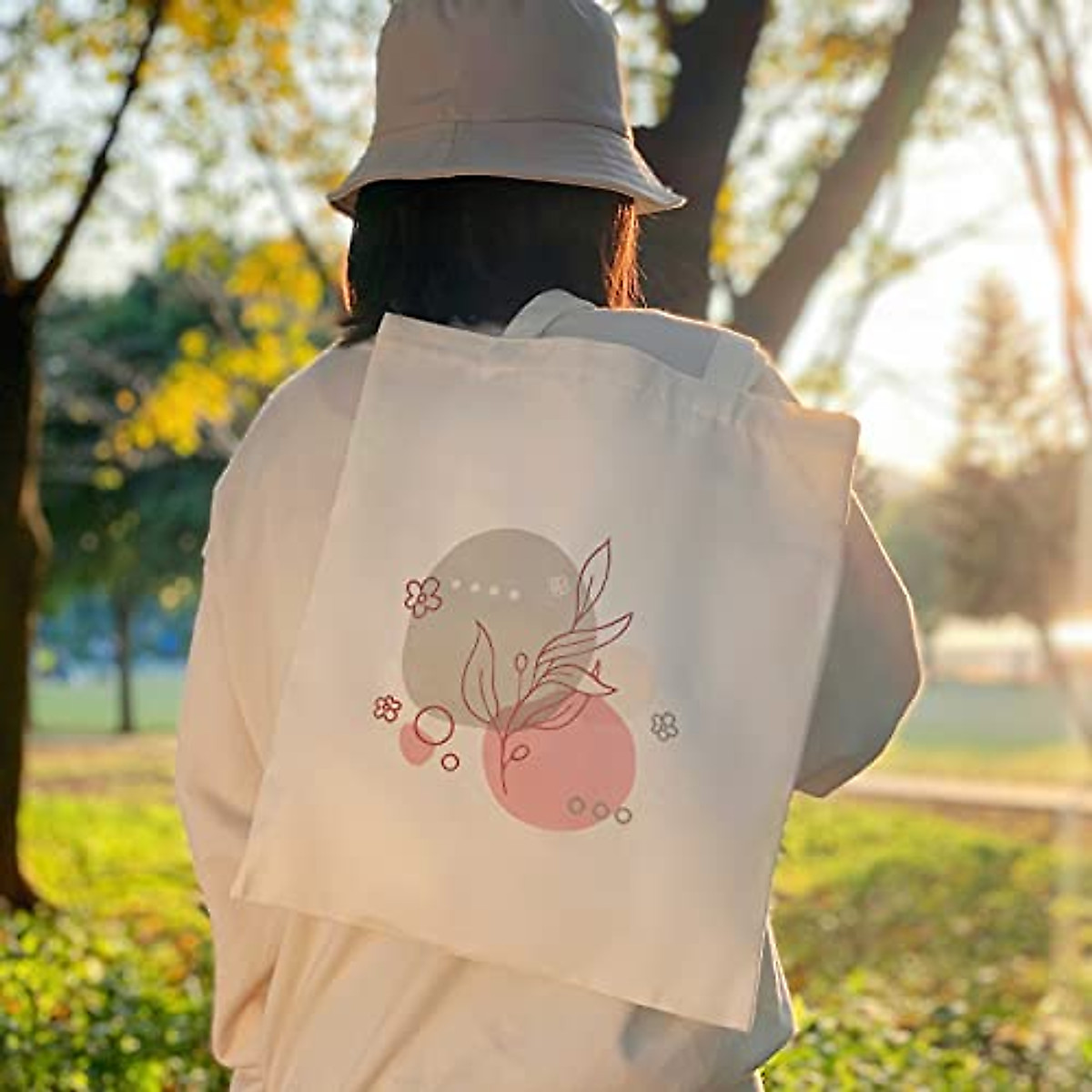 Kazova Cotton Canvas Bags Reusable Tote Bag Grocery Shopping Bag Minimalist Art Shoulder Bags Girls Bags Book Bag for Girls