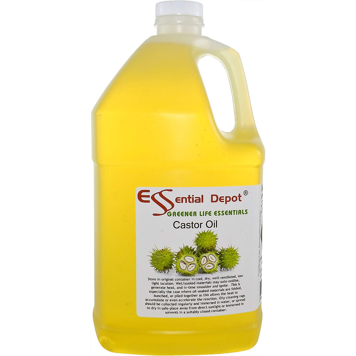 Essential Depot Castor Oil -1 Gallon - 128 oz - safety sealed HDPE container with resealable cap