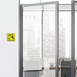 ASSURED SIGNS Smile You're On Camera Signs Stickers - 7 X 7 Inch - 8 Pack - Polite Video Surveillance Security Sign to Prevent Trespassing on Your Private Property - Perfect for House, Business, Yard or Driveway
