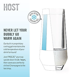 HOST Champagne Freeze Stemless Wine Glasses, 9oz Set of 4, Freezer Cooling Cups, Mothers Day Gifts, Mom Birthday Gifts, Gifts for Women, Glitter