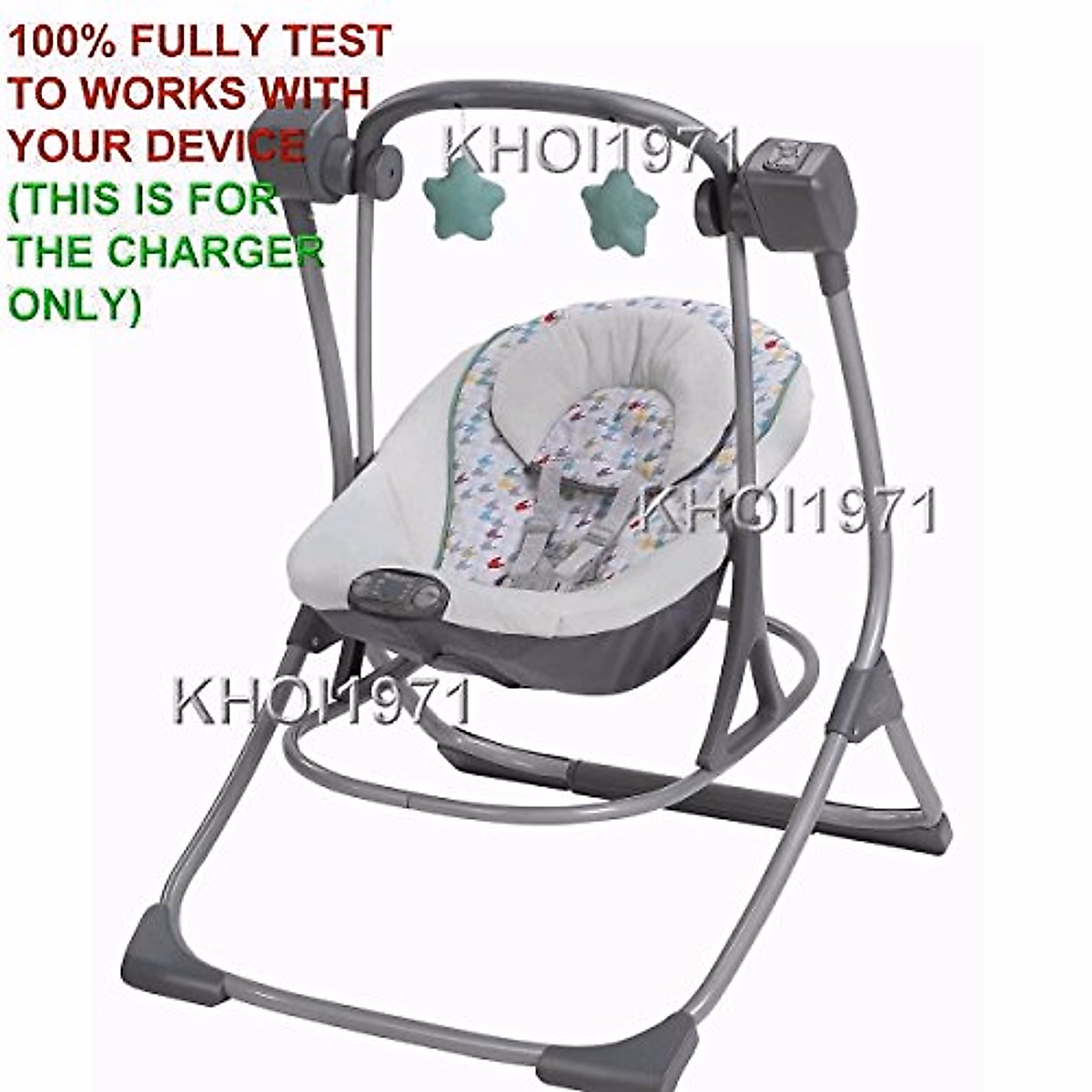 KHOI1971 Wall AC Power Adapter for Compatible with Graco 1V49LMB Lambert Cozy Duet Baby Swing and Rocker Charger AC Adapter NOT Created or Sold by Graco