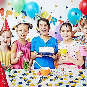 RICHHHA 300Pcs Glitter Blue Gold Stars Confetti，Shiny Paper Table Confetti for Birthday Halloween Bachelorette Wedding Baby Shower Graduation Party Decorations Supplies