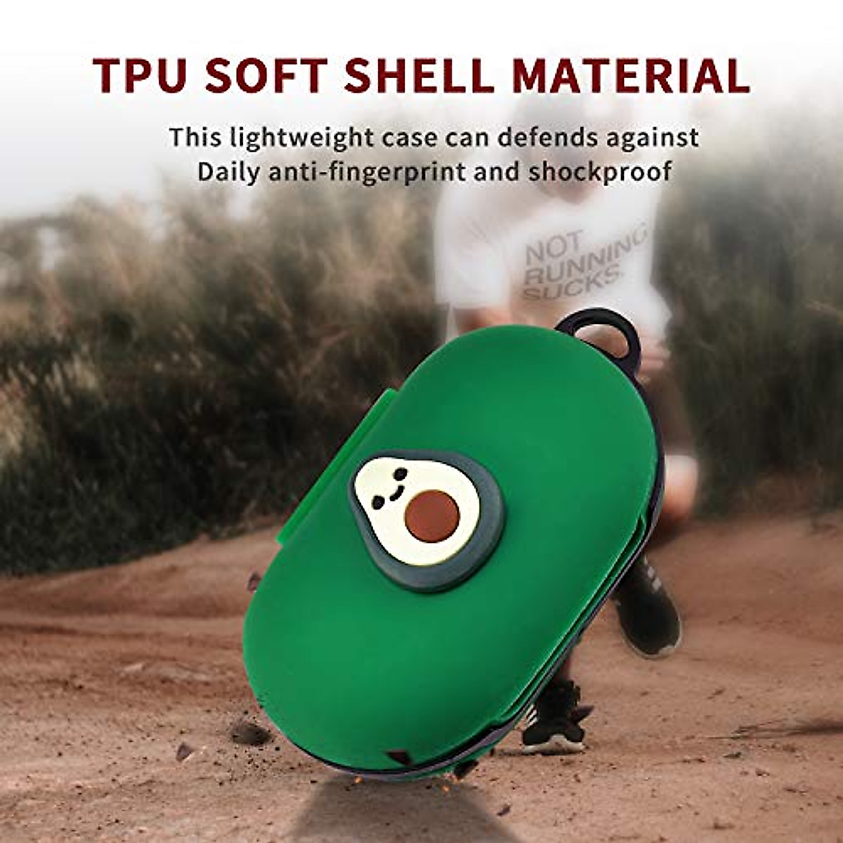 Newseego Compatible with Galaxy Buds（2019） Case, Galaxy Buds+ Plus （2020） Cover Cute 3D Soft Case with Ring Buckle Keychain Galaxy Buds Case-Avocado