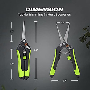 Zegos Bud Trimming Scissor 1 Pack with Curved Blades and Titanium Non-sticky Coating, Precision Pruning Shears, Hand Pruning Snips, Garden Scissors for Herb and Bud Trimming, Bonsai Cutting