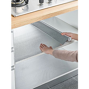 Kitchen Backsplash Stickers Wallpaper, Kitchen Stickers Self Adhesive Kitchen Aluminum Foil Stickers Oil Proof Waterproof Stove Sticker (15.7X118 Inches)