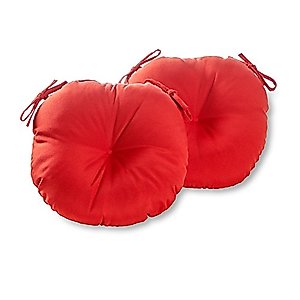 Greendale Home Fashions 15-inch Outdoor Round Bistro Seat Cushion, 2 Count (Pack of 1), Fire