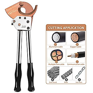 BETOOLL Heavy Duty Aluminum Copper Ratchet Cable Cutters up to 300mm² Wire Cutters 600mcm