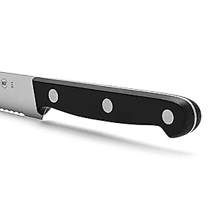 ARCOS Paring Knife 5 Inch Stainless Steel. Serrated Tomato Knife for Cutting and Chopping. Ergonomic Polyoxymethylene Handle and 130mm Blade. Series Universal. Color Black