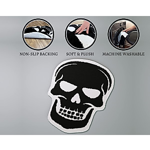 WITTIZA Skull Bath Mat - Skull Rug Gothic Decor - Skulls Halloween Bathroom Mats - Black Goth Home Decor for Bedroom Kitchen Room - Horror Witchy Rugs Bathmat Spooky Gift