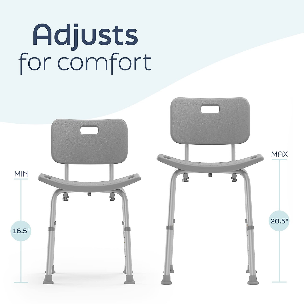 Medline Bath Chair, Bench, Seat, Stool for Disabled, Seniors & Elderly Bathroom Transfer Inside Shower/Tub/Bathtub – 400 Lbs. Capacity, Gray